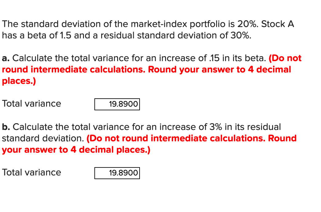 Solved The standard deviation of the market-index portfolio | Chegg.com