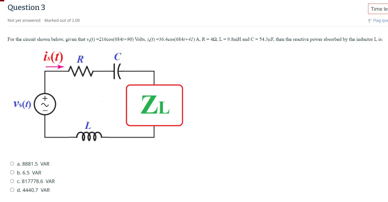 Solved Question 3Time leNot yet answered Marked out of | Chegg.com