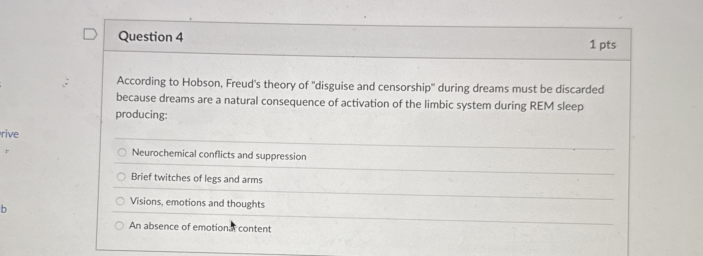 High Quality SOLUTION Question 41 ﻿ptsAccording to Hobson, Freud's theory | Chegg.com
