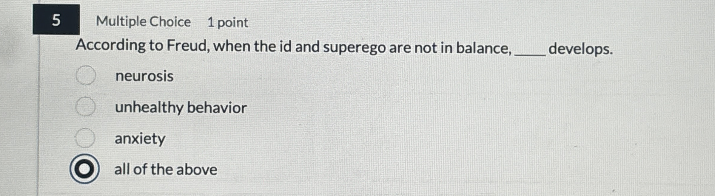 Solved 5Multiple Choice 1 ﻿pointAccording to Freud, when the | Chegg.com