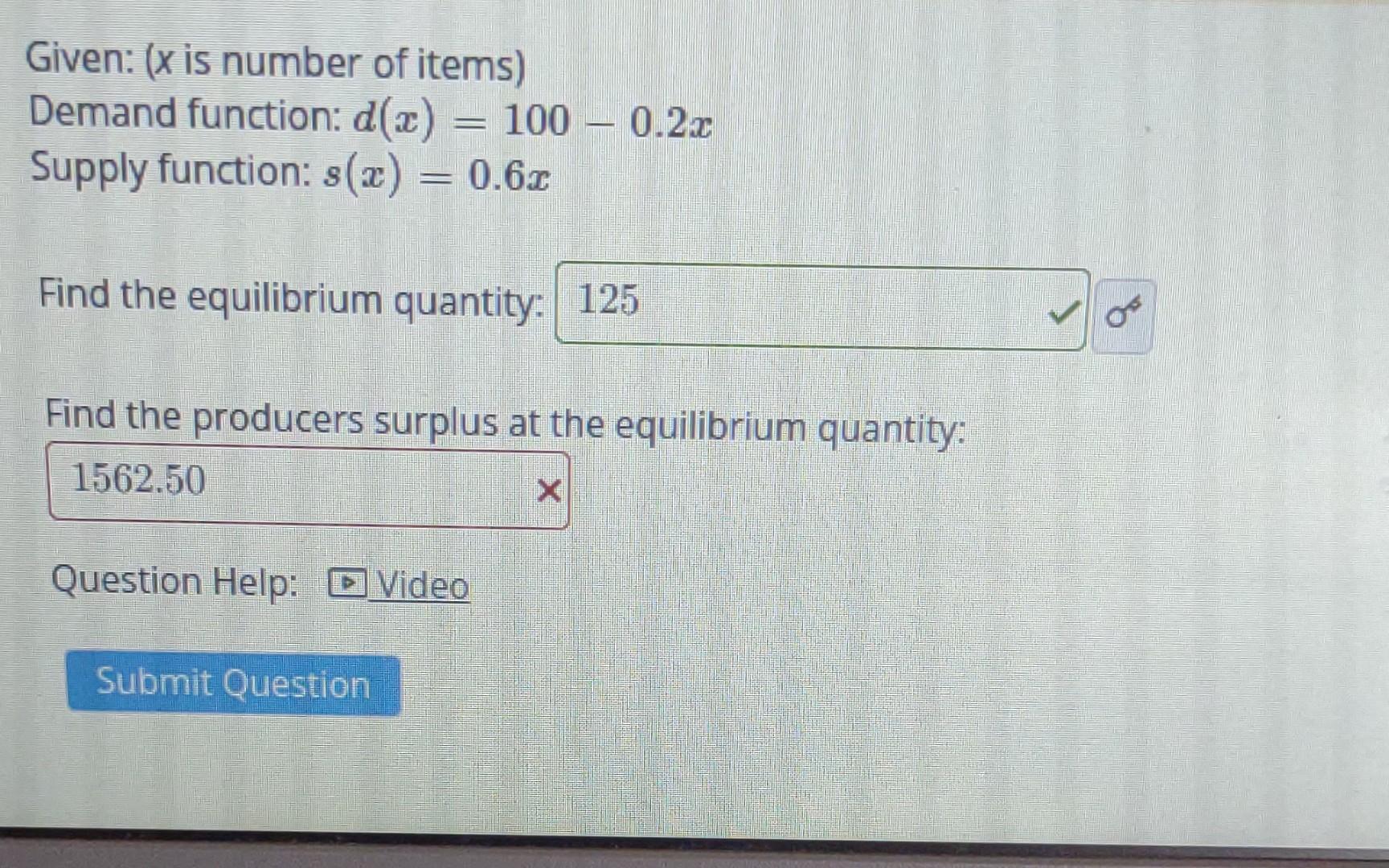 Solved Given: ( x is number of items) Demand function: | Chegg.com