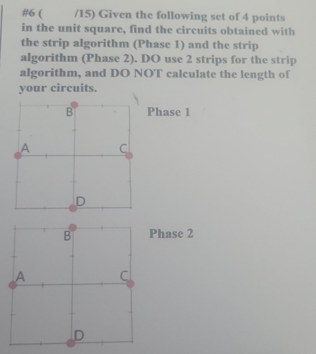 Solved \#6 ( /15) Given the following set of 4 points in the | Chegg.com