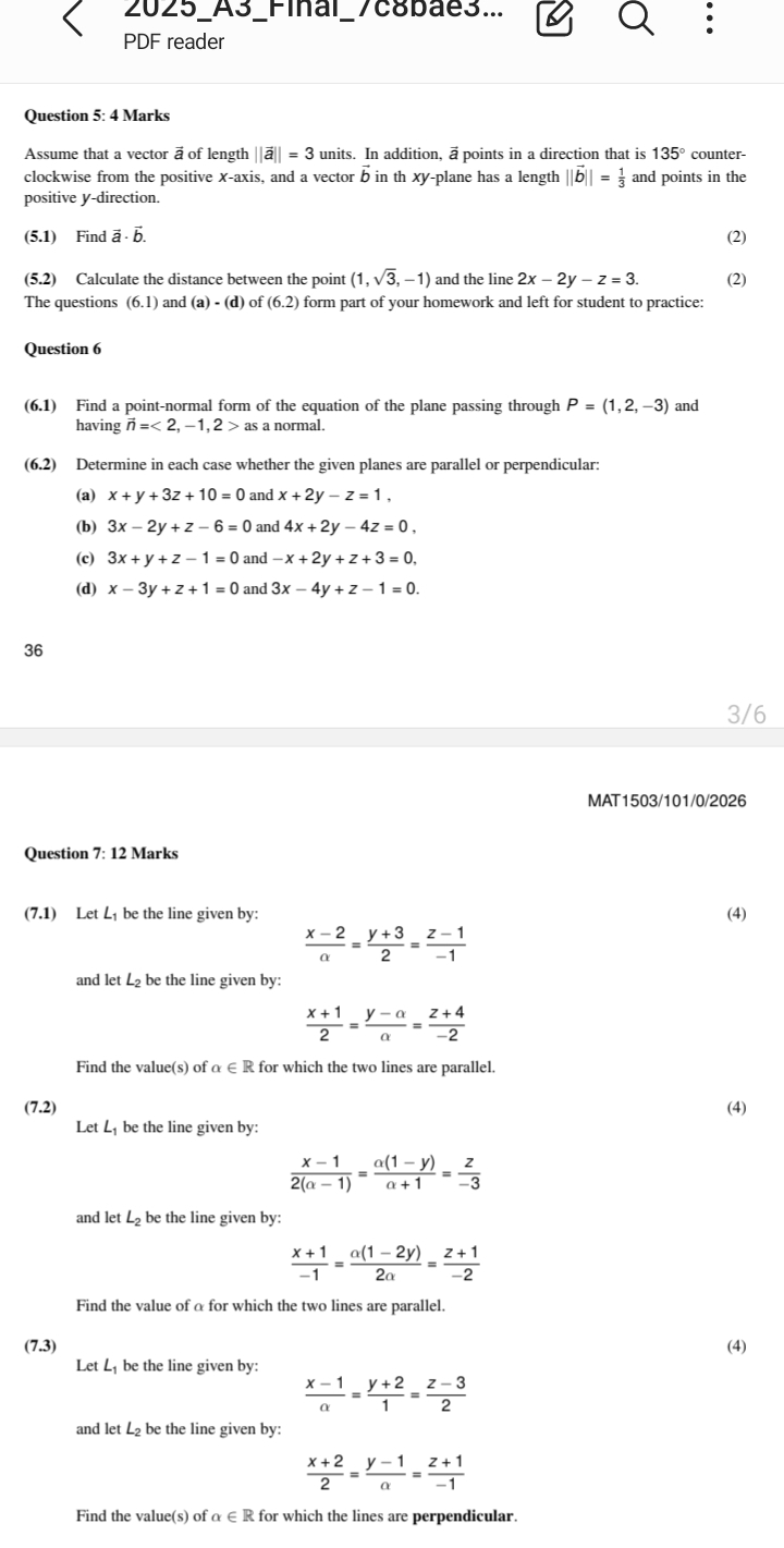 Question 5: 4 ﻿MarksAssume that a vector vec(a) ﻿of | Chegg.com