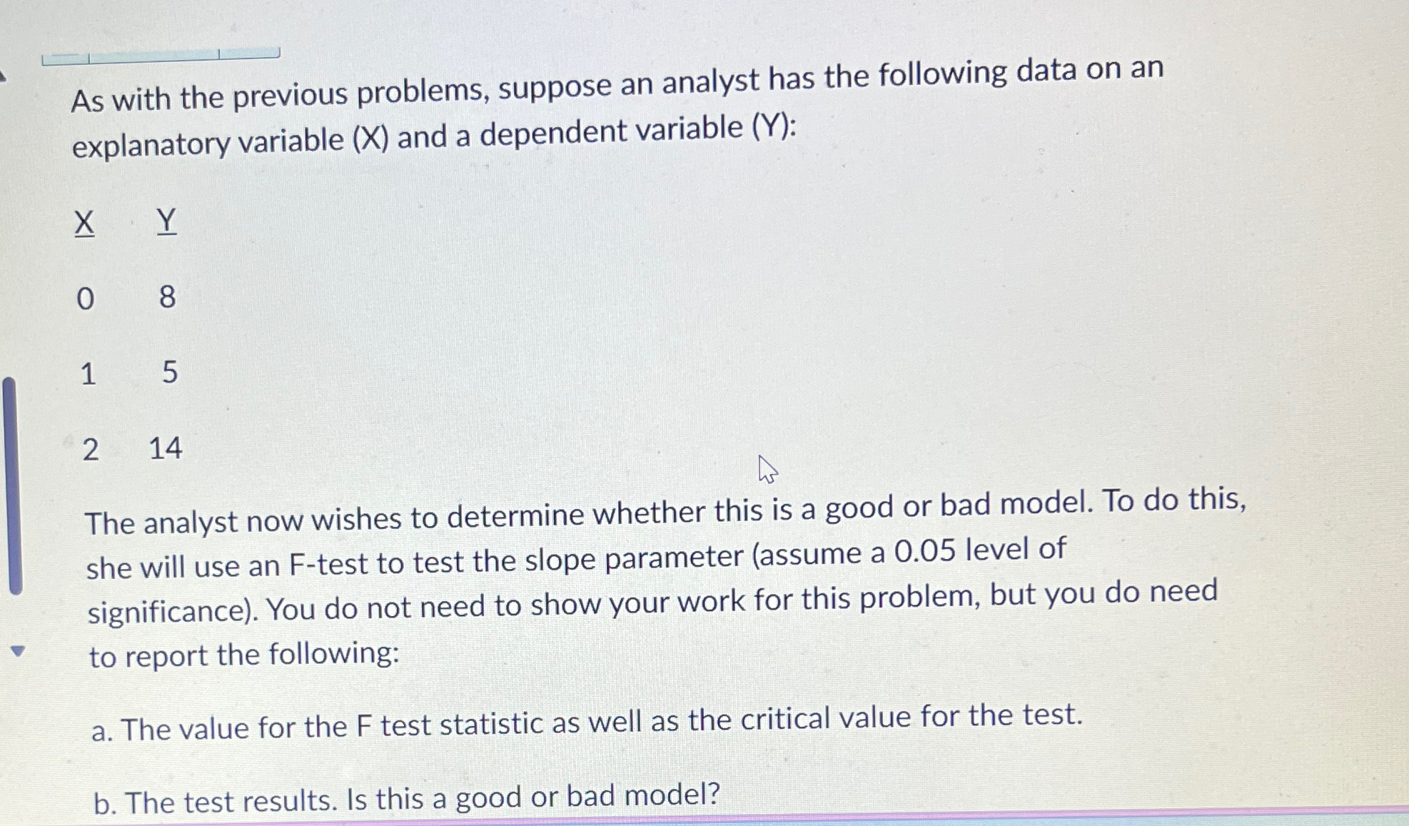 Solved As with the previous problems, suppose an analyst has | Chegg.com