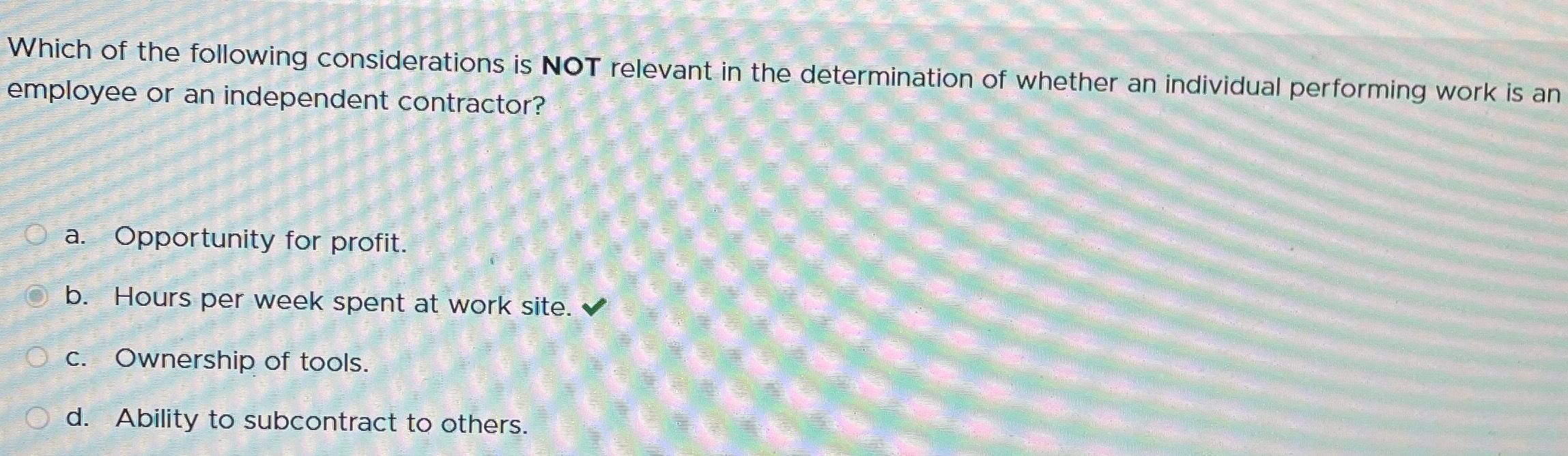 Solved Which of the following considerations is NOT relevant | Chegg.com