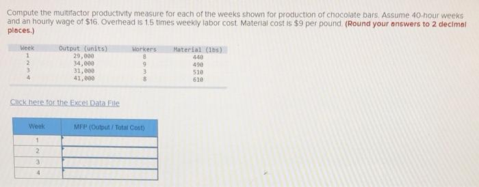 Solved Compute the multifactor productivity measure for each | Chegg.com