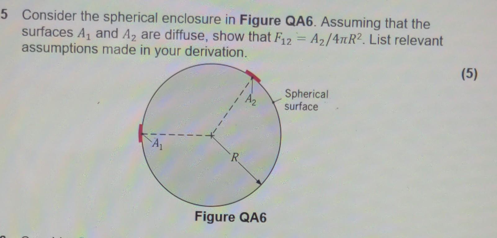 Solved 5 Consider the spherical enclosure in Figure QA6. | Chegg.com
