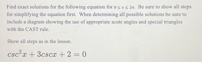 Solved Find Exact Solutions For The Following Equation For 0