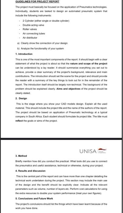 Solved GUIDELINES FOR PRO. ECT REPORT The project must | Chegg.com