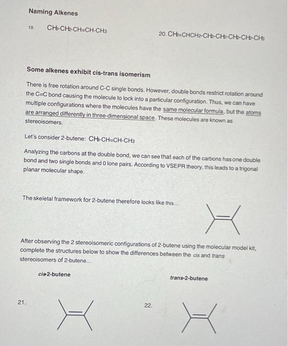 Solved Report Form: Organic Nomenclature Lab Naming Alkanes | Chegg.com