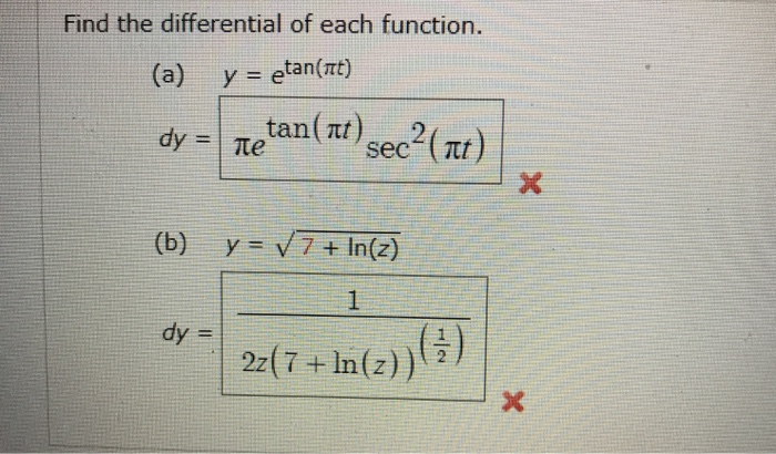 Solved Find the differential of each function. (a) y = | Chegg.com
