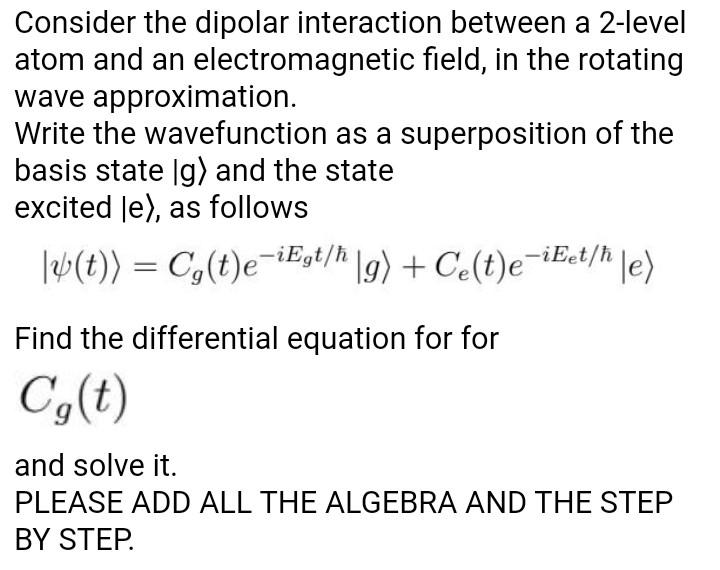 Solved Consider the dipolar interaction between a 2-level | Chegg.com