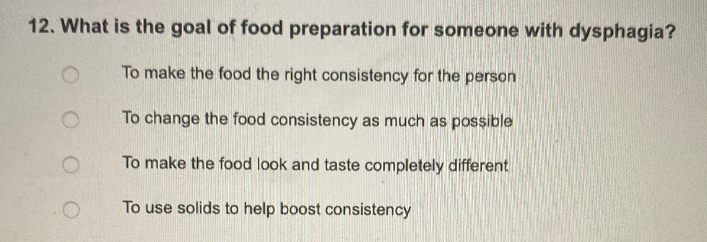 Solved What is the goal of food preparation for someone with | Chegg.com