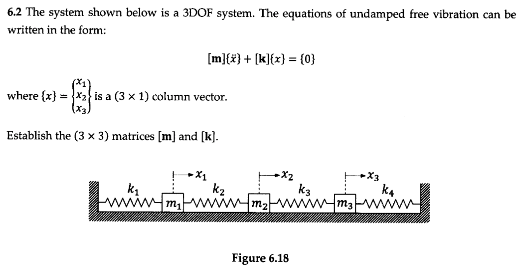 Solved 6.2 ﻿The system shown below is a 3DOF system. The | Chegg.com