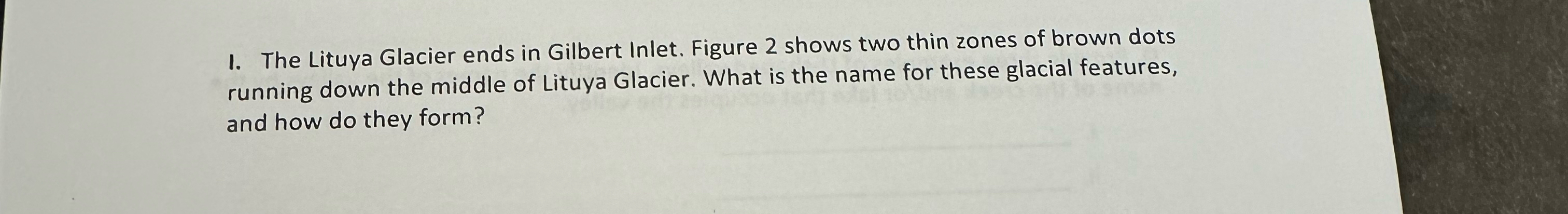 Solved I. The Lituya Glacier ends in Gilbert Inlet. Figure 2 | Chegg.com