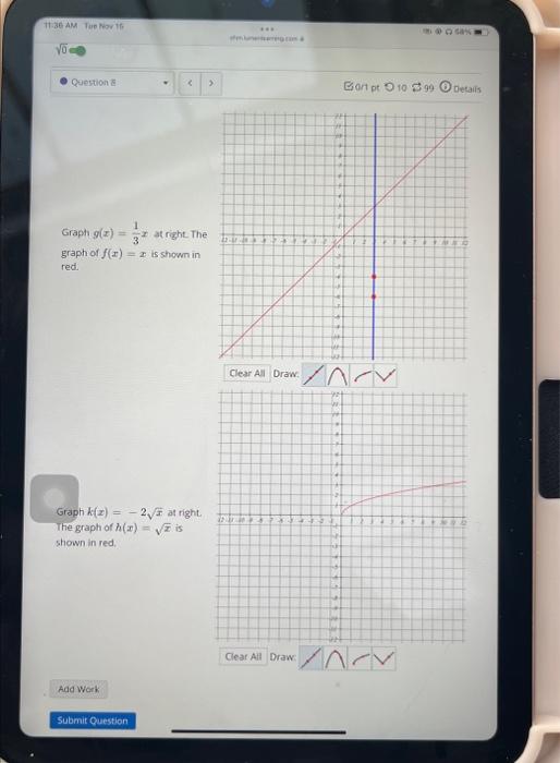Solved Graph g(x)=31x at right. The graph of f(x)=x is showm | Chegg.com