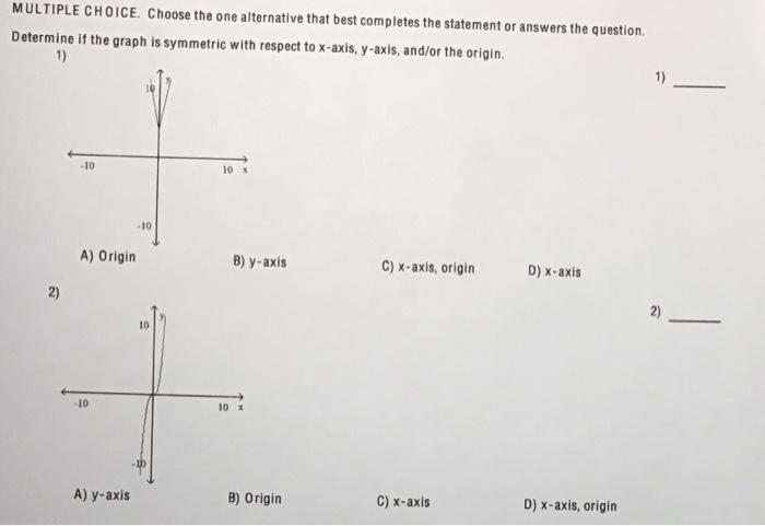 Solved Determine if the graph is symmetric with respect to | Chegg.com
