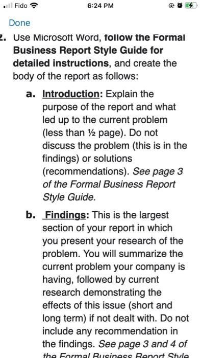 Done Use Microsott Word, follow the Formal Business | Chegg.com