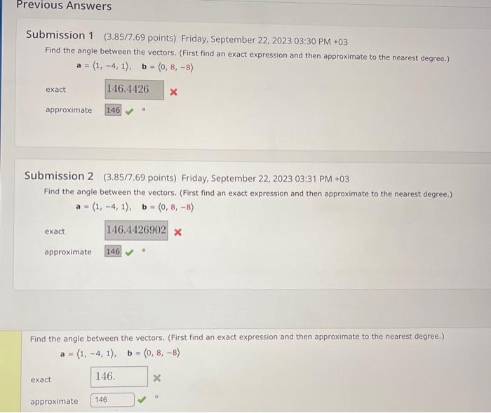 Solved Submission 1 (3.85/7.69 points) Friday, September 22, | Chegg.com
