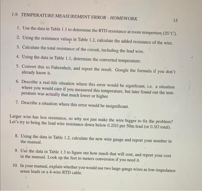 Solved 1.9 Temperature Measurement Error - Homework You may | Chegg.com