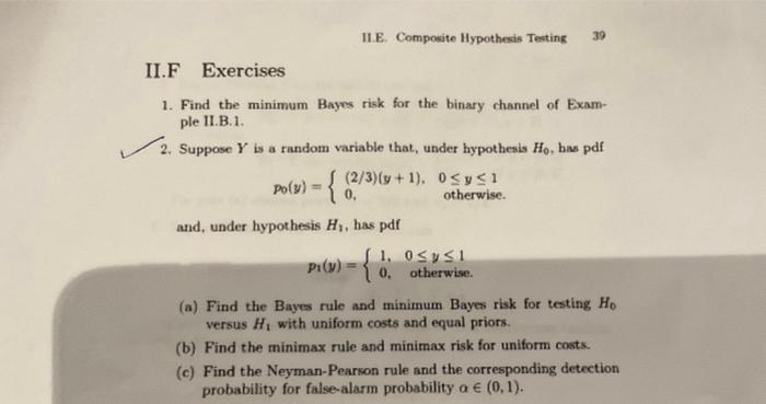 1. Find the minimum Bayes risk for the binary channel | Chegg.com