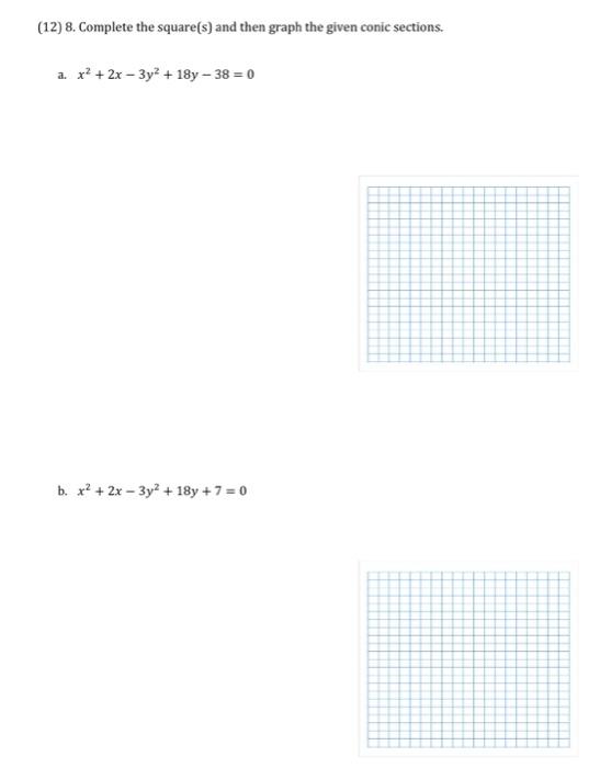 Solved (12) 8. Complete the square(s) and then graph the | Chegg.com