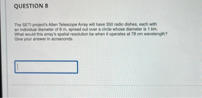 Solved The SETI project's Allen Telescope Array will have | Chegg.com