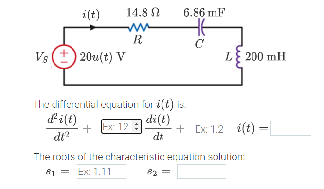 Solved The differential equation for i(t) ﻿is:d2i(t)dt2+ Ex: | Chegg.com