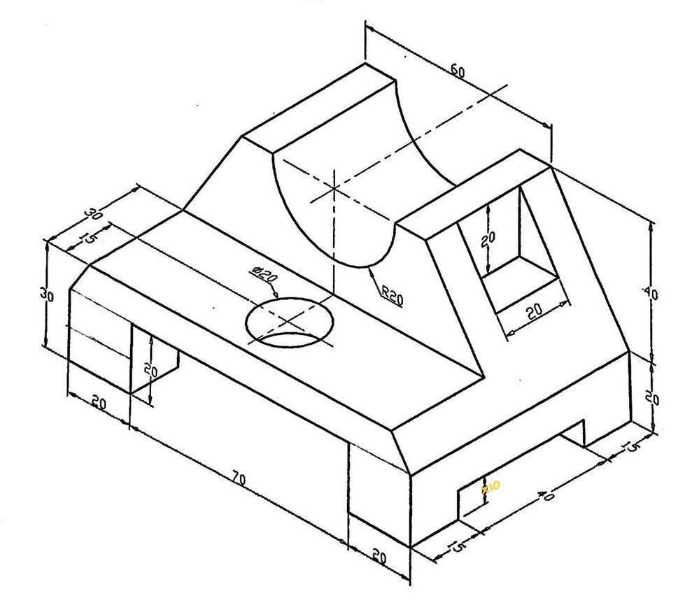 Solved Free hand sketch the orthographic views for the | Chegg.com