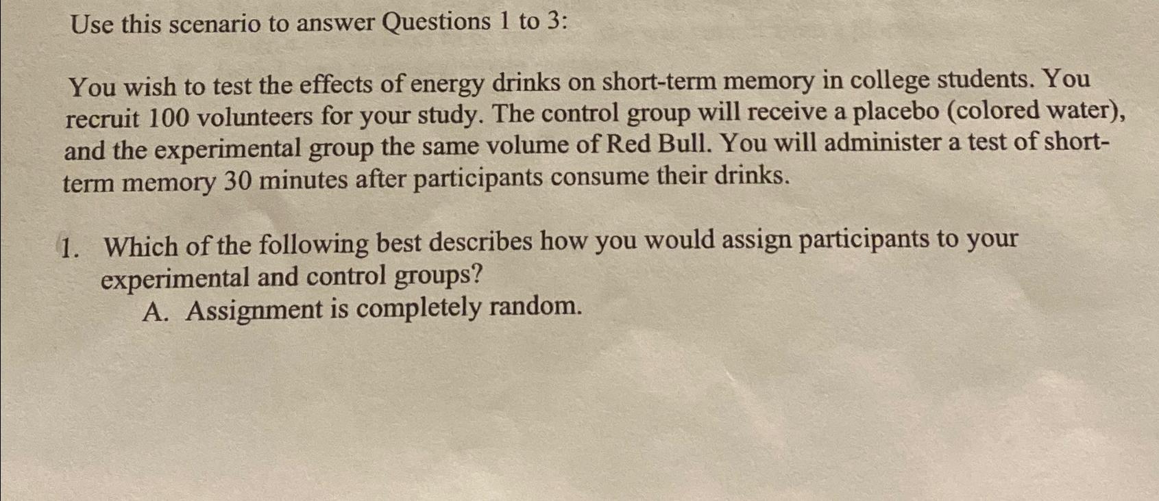Solved Use this scenario to answer Questions 1 to 3:\\nYou | Chegg.com
