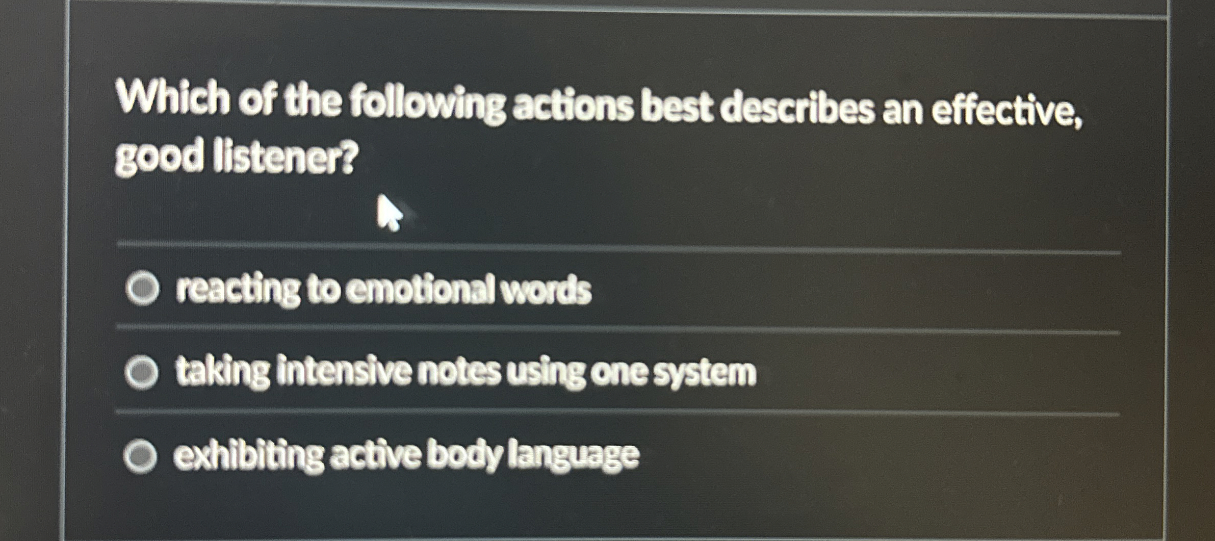 Solved Which of the following actions best describes an | Chegg.com