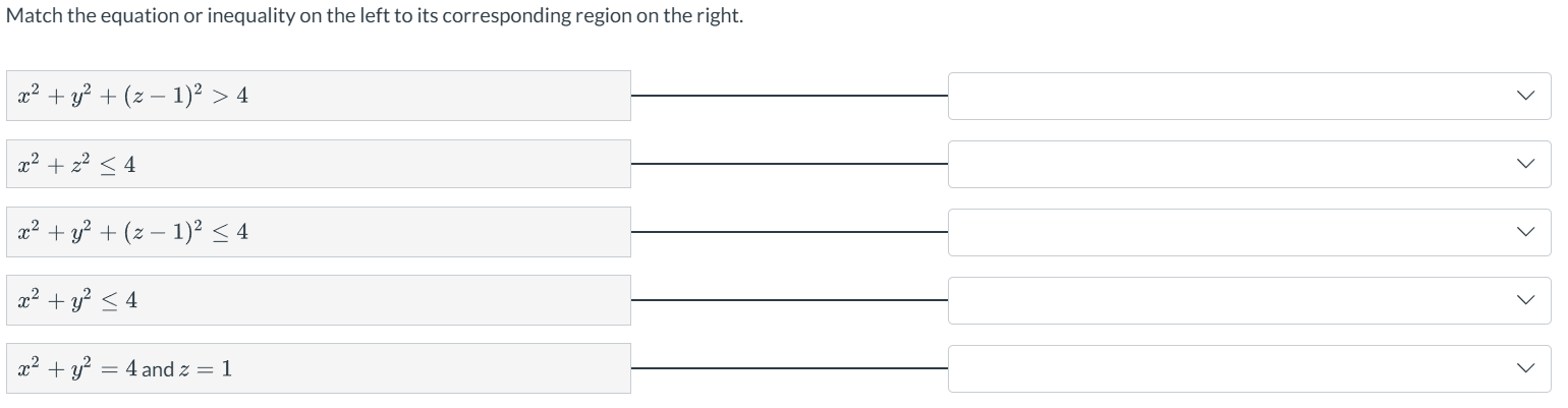 Solved Match the equation or ﻿inequality on ﻿the left to | Chegg.com