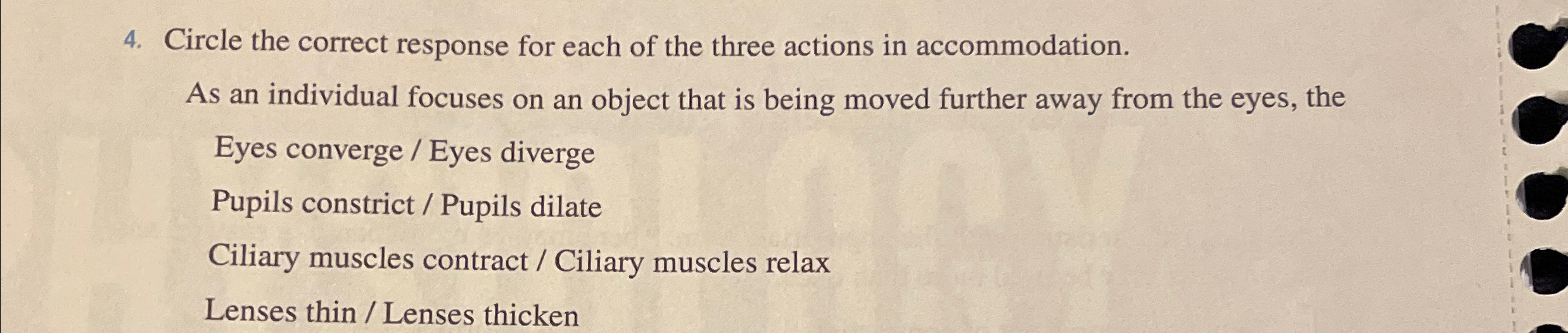 Solved Circle the correct response for each of the three | Chegg.com
