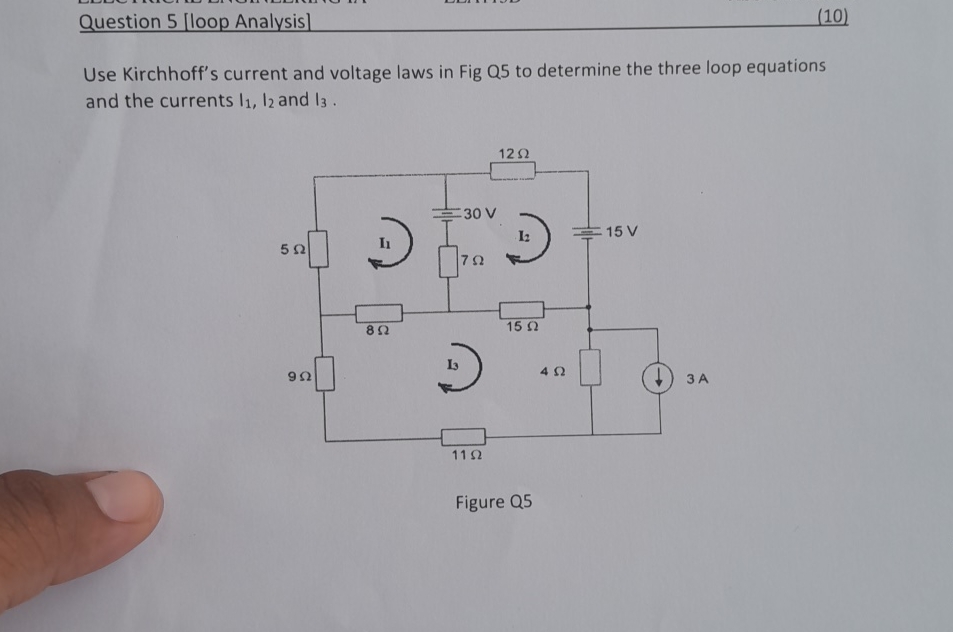 Solved Question 5 [loop Analysis](10)Use Kirchhoff's current | Chegg.com