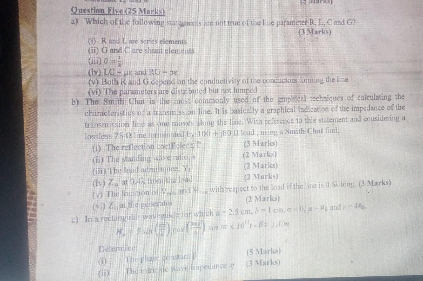 Solved Question Five (25 Marks) a) Which of the following | Chegg.com