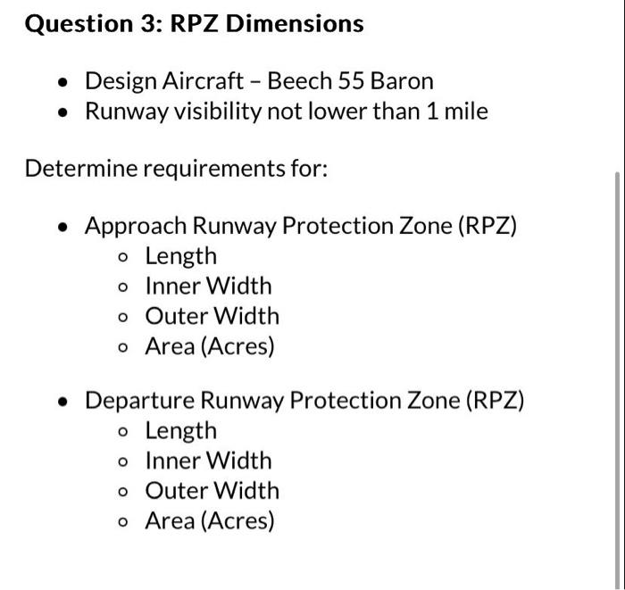 Solved - Approach Runway Protection Zone (RPZ) - Length - | Chegg.com