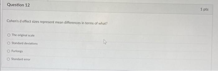 Solved Cohen's d effect sizes represent mean differences in | Chegg.com