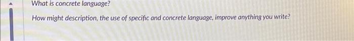 What is concrete language? How might description, the | Chegg.com
