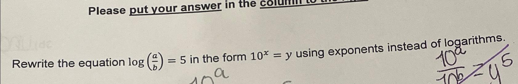 Solved Please put your answer in the Rewrite the equation | Chegg.com