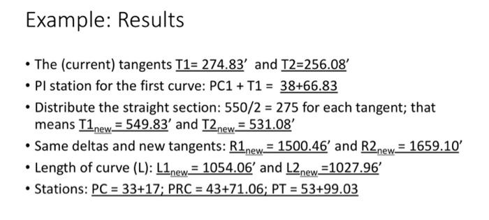Solved Example Given: Design a reverse curve by distributing | Chegg.com