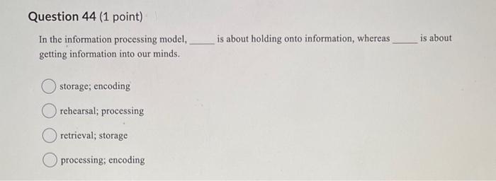 Solved Question 43 (1 point) Encoding specificity is BEST | Chegg.com