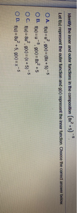 Solved Identify the inner and outer functions in the | Chegg.com