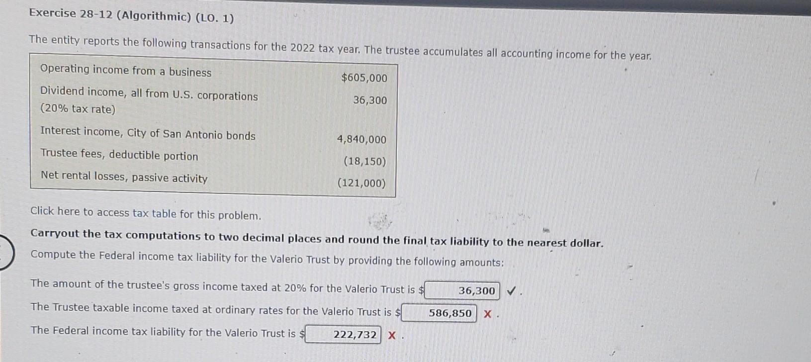 Solved Exercise 28-12 (Algorithmic) (LO. 1) The entity | Chegg.com