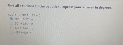 Solved Find all solutions to the equation. Express your | Chegg.com