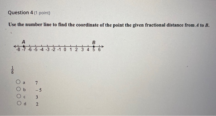 Solved Question 4 (1 point) Use the number line to find the | Chegg.com