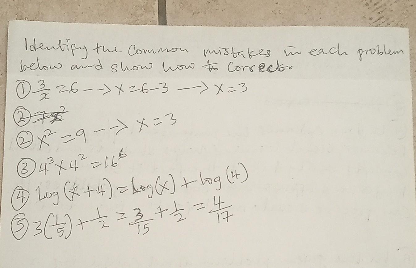 Solved Identify the Common mistakes in each problem below | Chegg.com