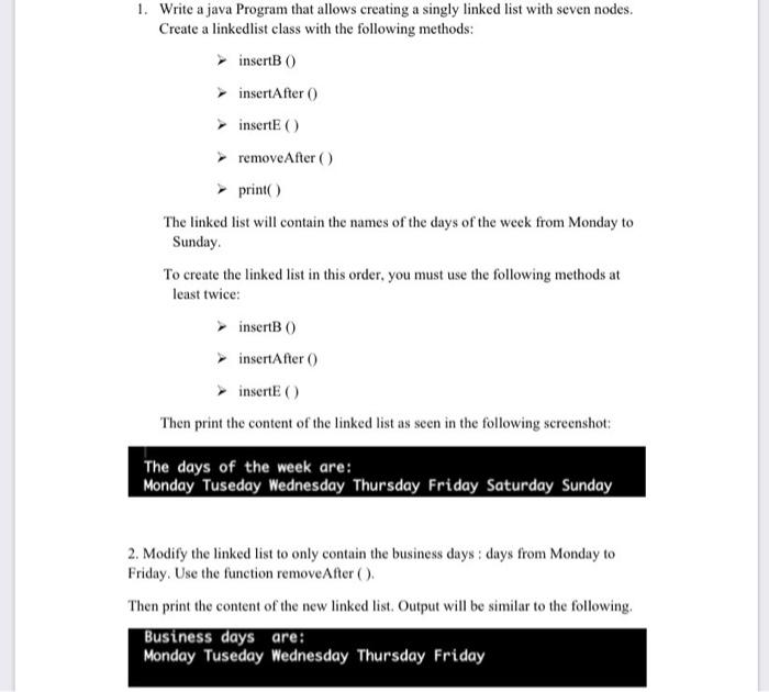 Solved 1. Write a java Program that allows creating a singly | Chegg.com