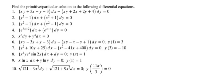 Solved Find the primitive/particular solution to the | Chegg.com