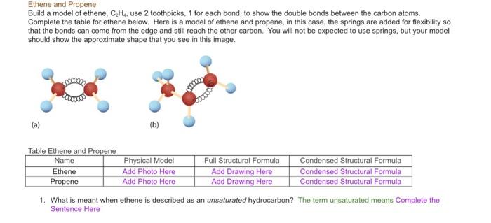 Solved Ethene and Propene Build a model of ethene, C2H4, use | Chegg.com