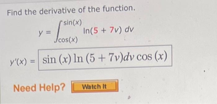 Solved Find the derivative of the function. | Chegg.com